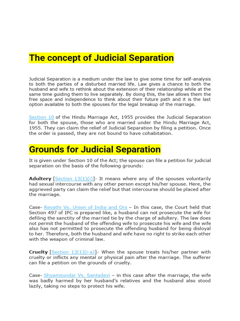 Judicial Separation & Grounds | PDF | Husband | Marriage