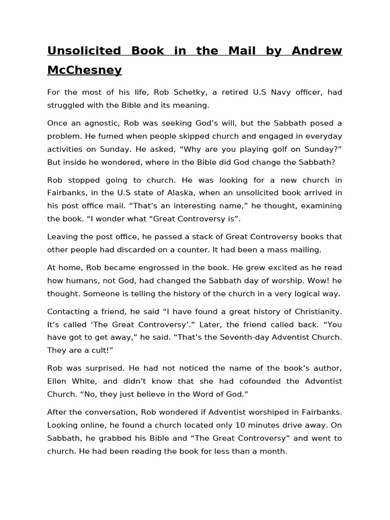 Unsolicited Book in The Mail by Andrew McChesney | PDF