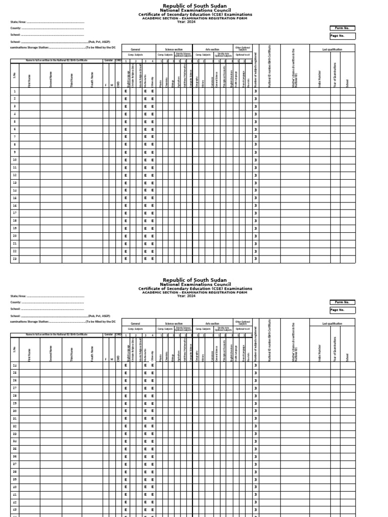 Academic Registration Form 2024 | PDF
