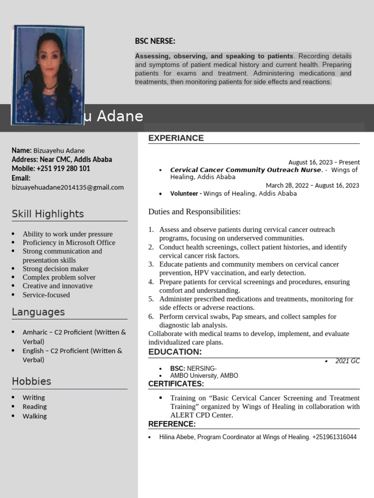 CV.docx Revised | PDF | Cervical Cancer | Social Programs