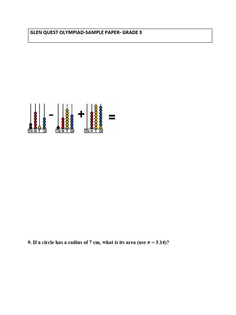 Glen Quest_Sample_Paper_Math_Grade 3 | PDF | Geometric Objects ...