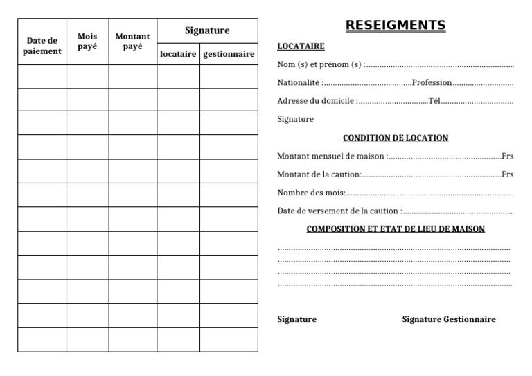 Carnet de Loyer | PDF