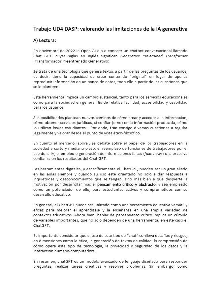 Trabajo UD4 DASP | PDF | Inteligencia artificial | Inteligencia (IA) y semántica