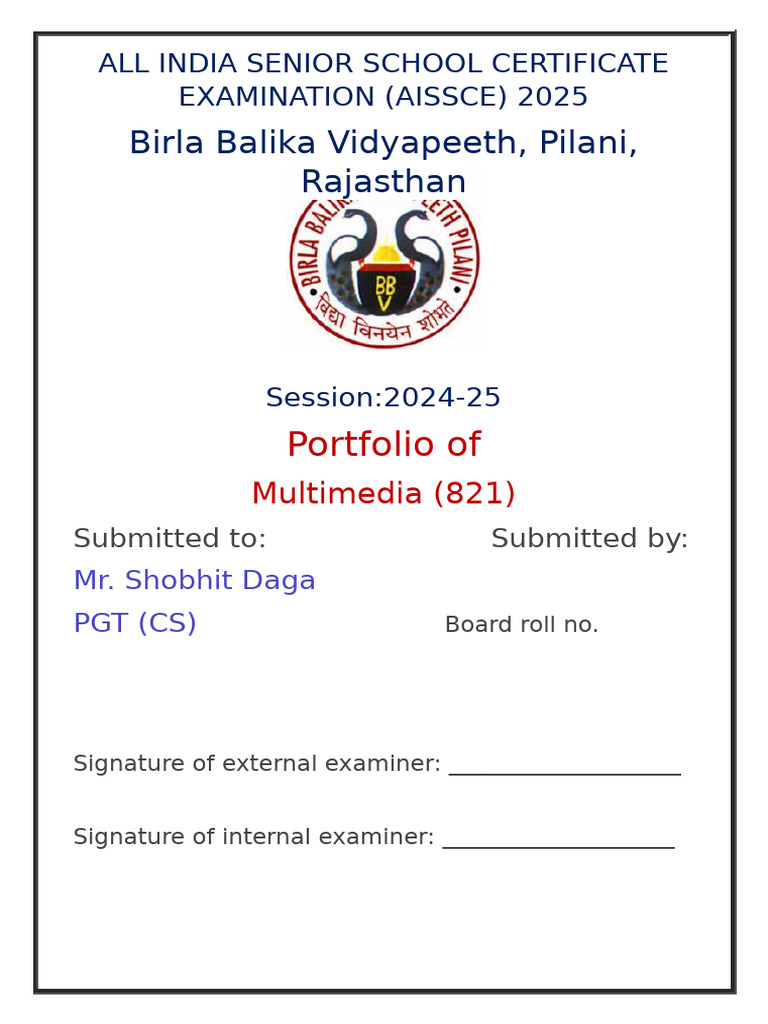 AISSCE 2025 Multimedia Portfolio | PDF