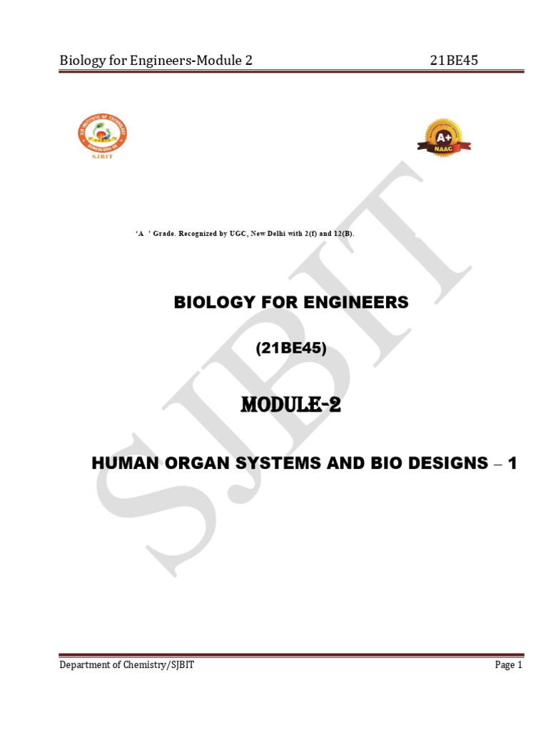 Module 2 Biology For Engineers | PDF | Heart | Cataract