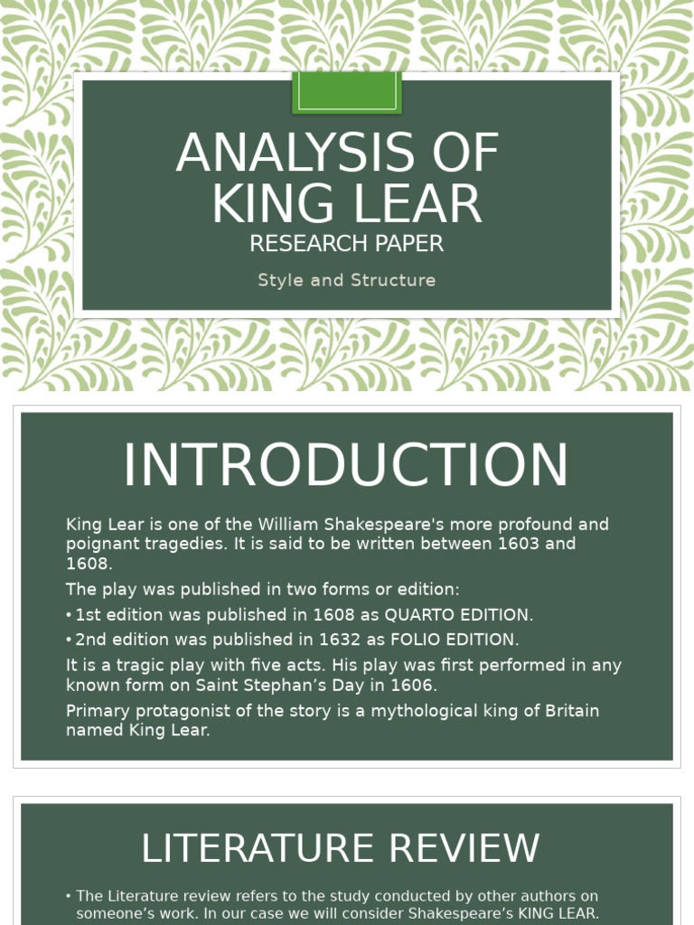 Presentation 2 (Tragedy of King Lear) | PDF | King Lear | William Shakespeare