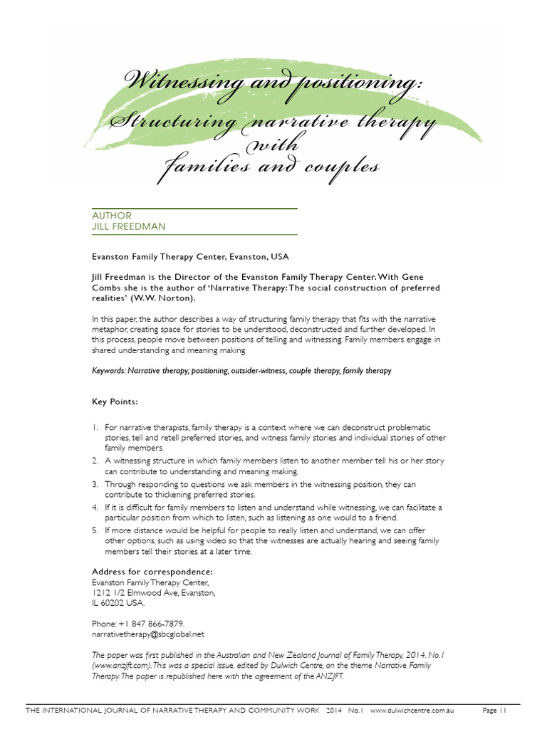 Narrative Family Therapy | PDF | Conversation | Narrative