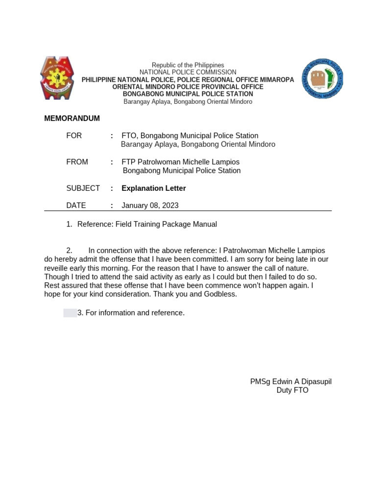 Explanation Letter MEMO TYPE | PDF