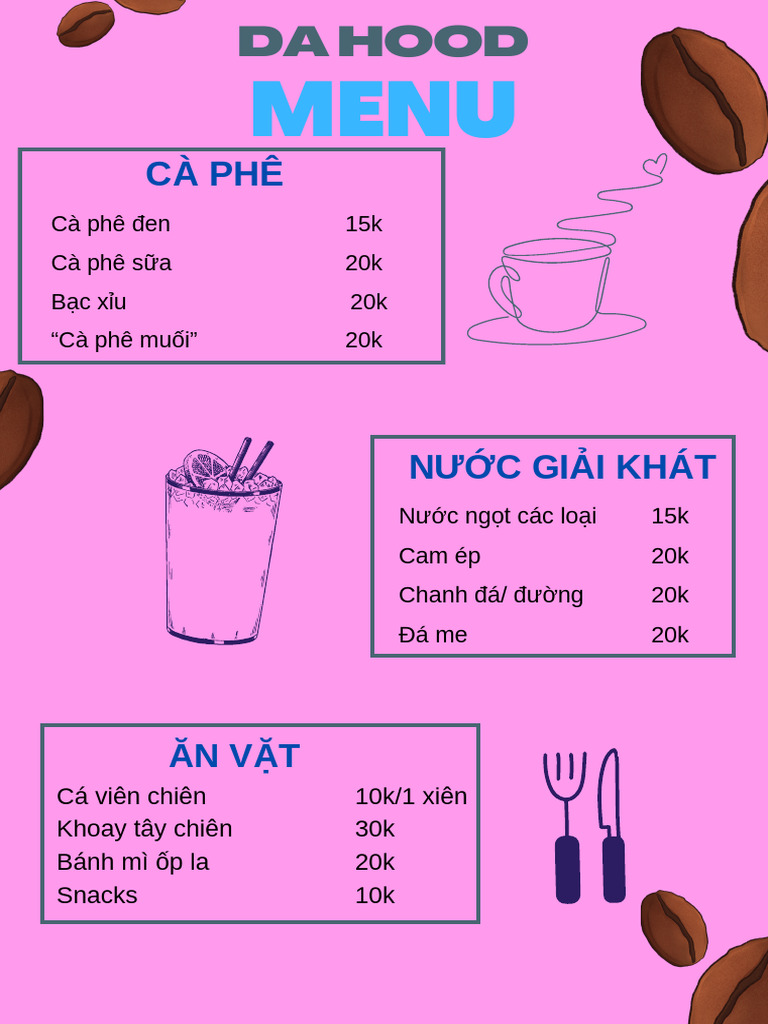 Beige Playful Illustrative Coffee Menu Template | PDF