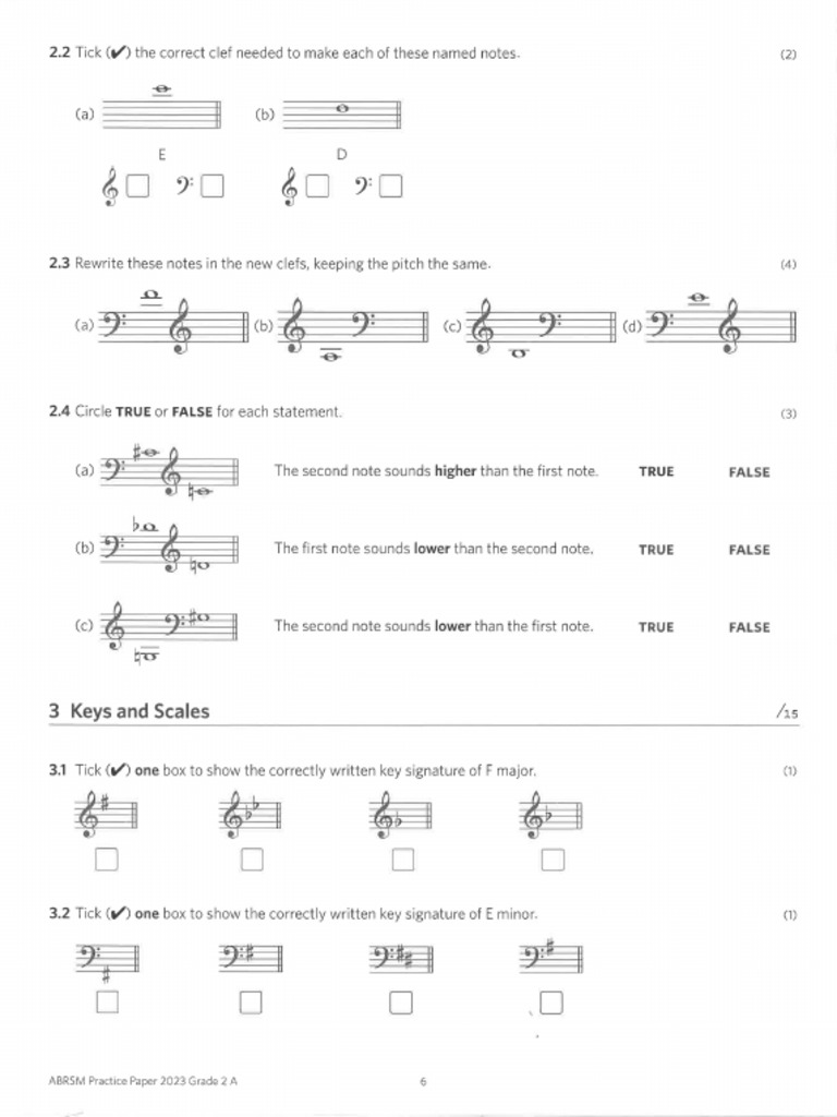 ABRSM Grade 2 - Practice Paper-6 | PDF