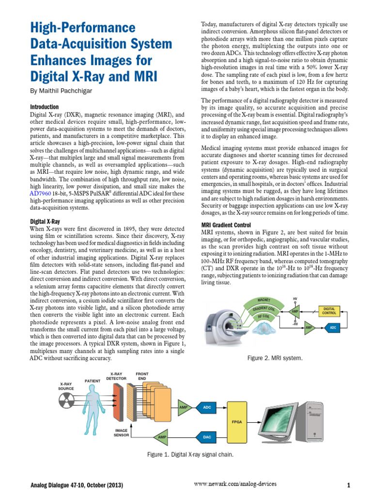 Analog Devices High Performance Data Acquisition System Enhances Images For Digital X Ray and ...