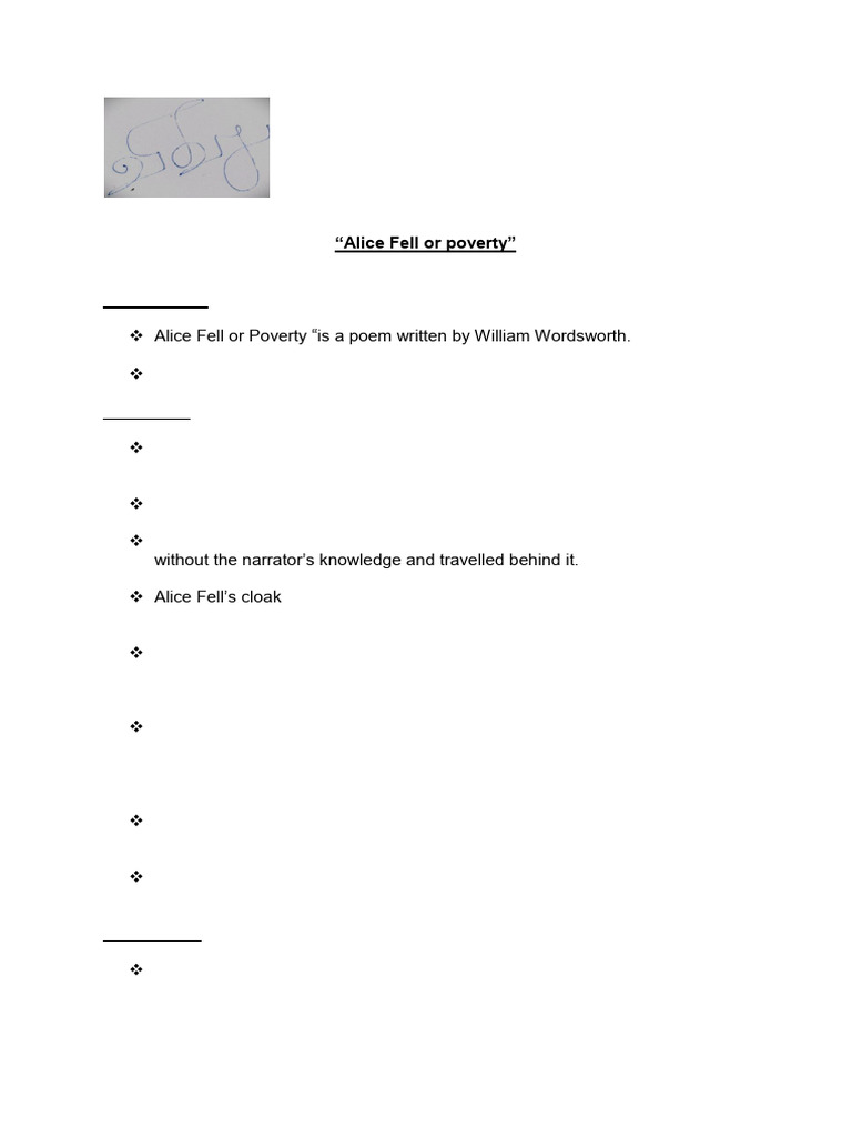 Summary of "Alice Fell or Poverty" | PDF