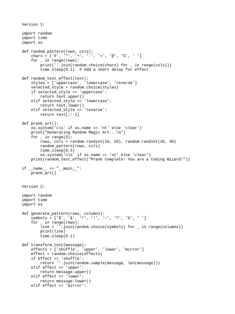 Harmless Prank Codes | PDF