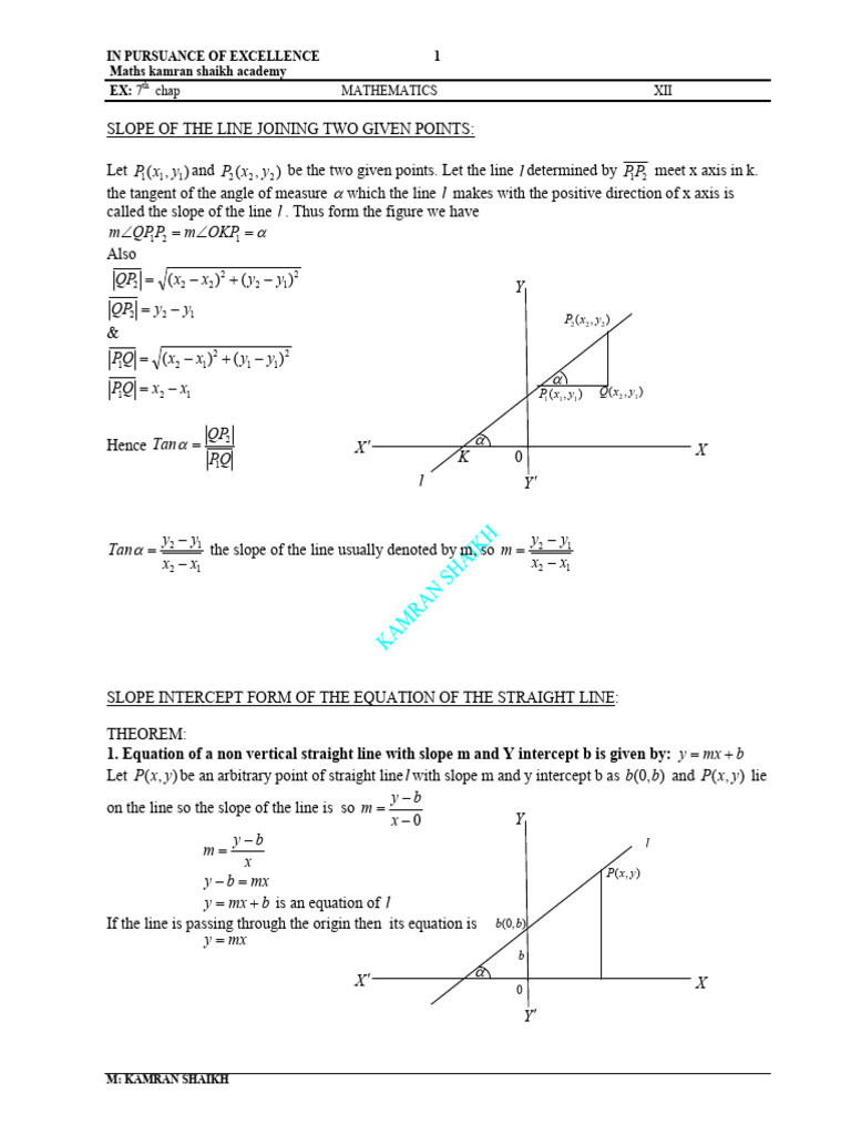 Derivation of Straight Lines | PDF | Slope | Line (Geometry)