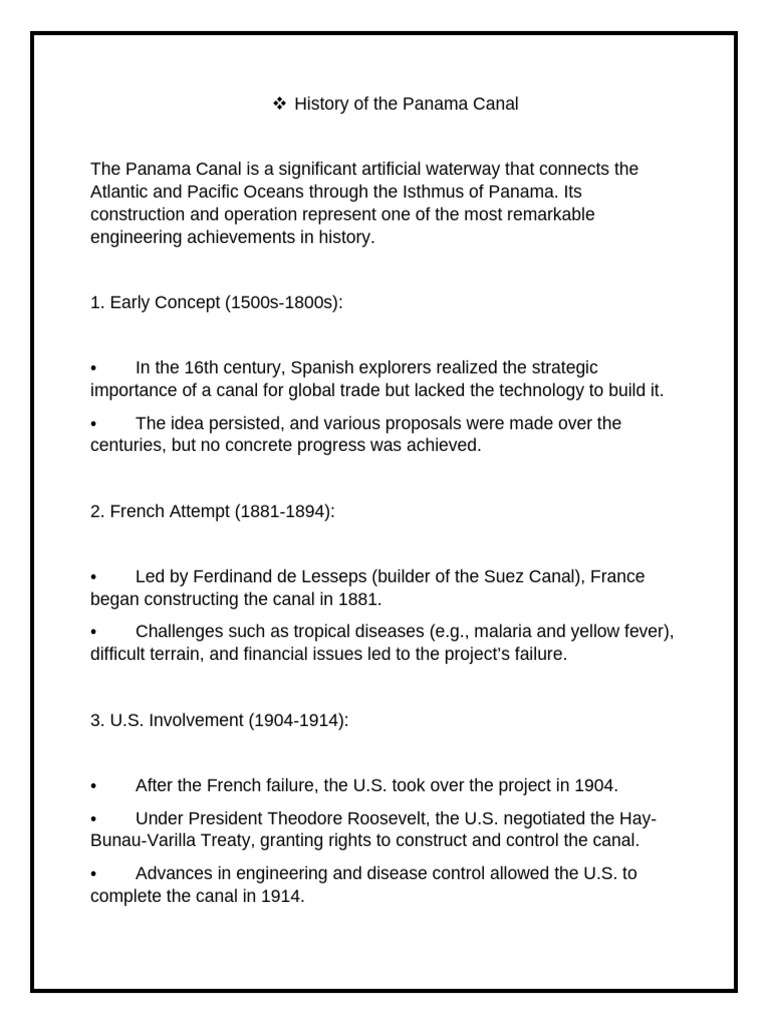 History of The Panama Canal | PDF | Panama Canal | Water Transport