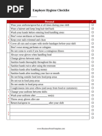 Personal Hygiene Checklist | PDF