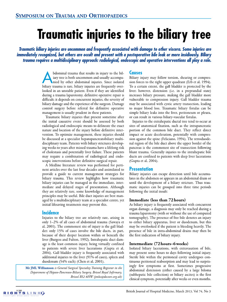 Williamson2013- Traumatic Injuries to the Biliary Tree | PDF ...