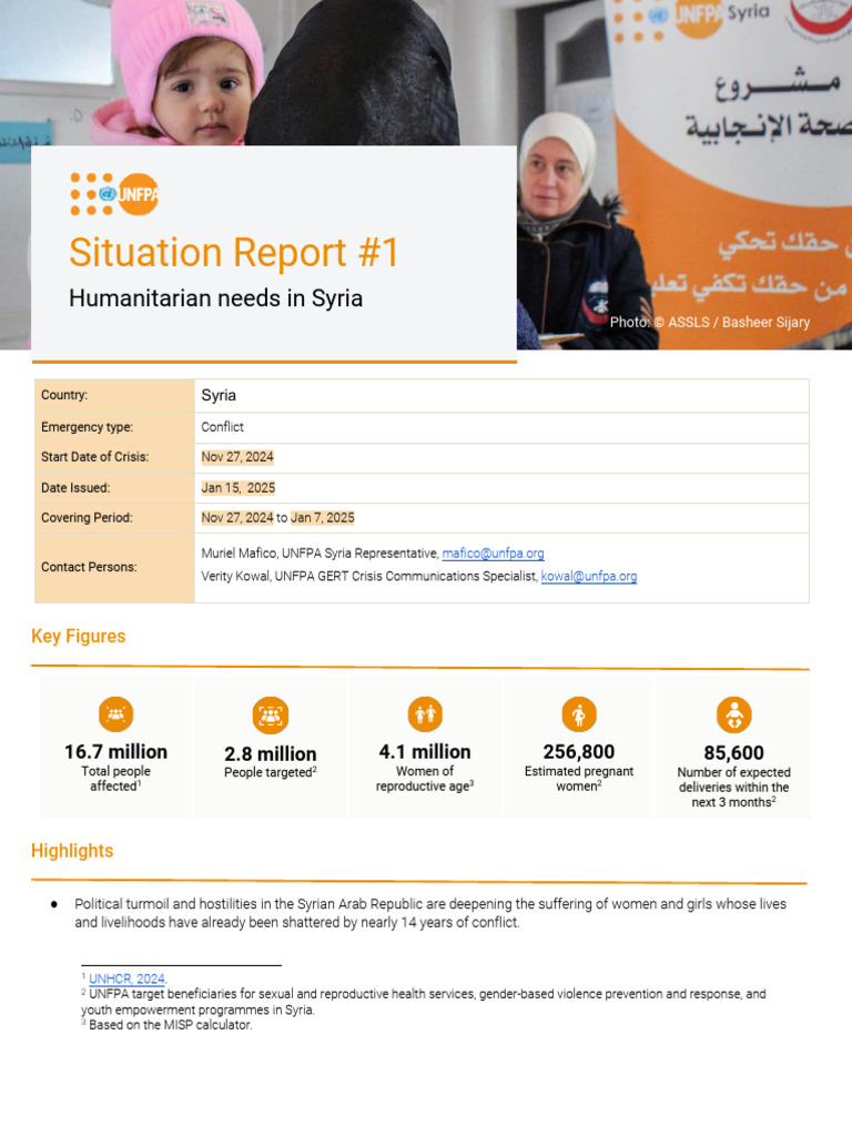 Syria - Situation Report 1 | PDF | Syria | United Nations High Commissioner For Refugees