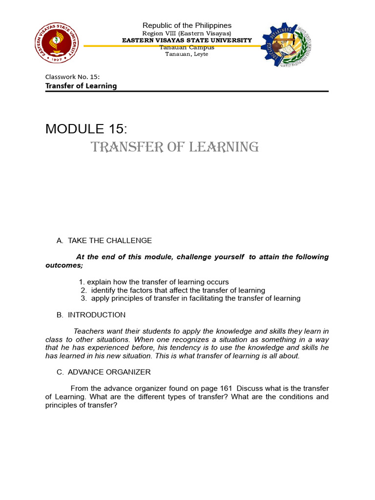 Understanding Transfer of Learning | PDF | Learning | Cognition