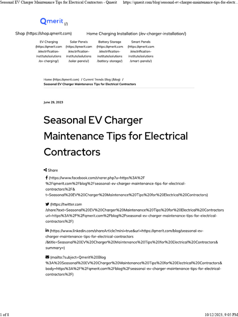 Seasonal EV Charger Maintenance Tips For Electrical Contractors ...