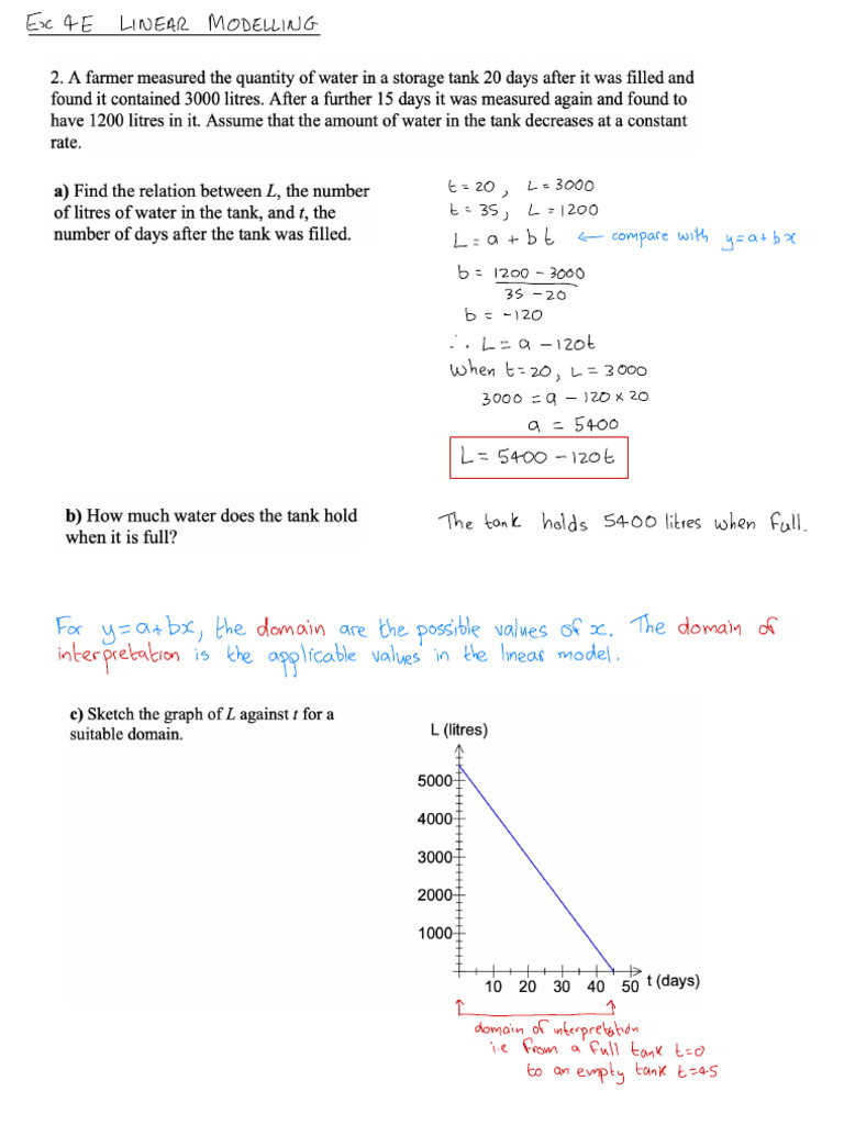 Ex 4E Linear Modelling | PDF