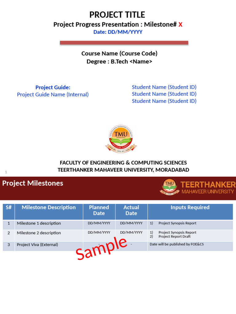 PDF Ccsit New T012C TMU Project Progress Presentation Phase 1&2 Template v5.0 | PDF