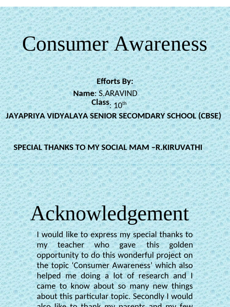 Class 10 Project On Consumer Awareness 6 | PDF | Consumer Protection ...