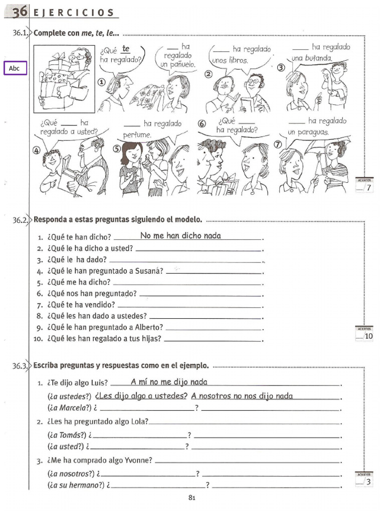 Practica Sobre COMPLEMENTO INDIRECTO | PDF