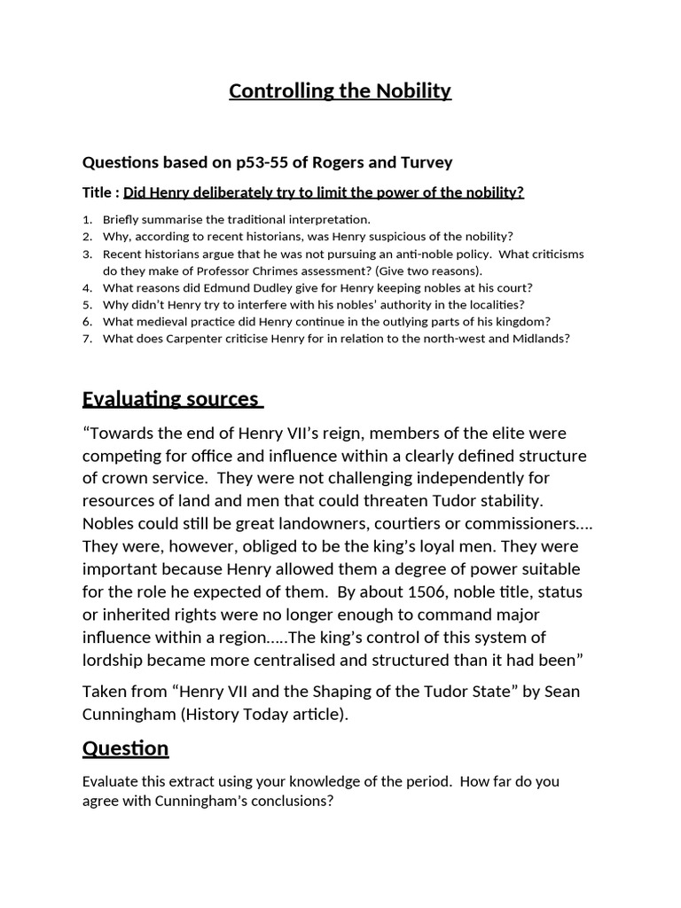 Analyzing Henry VII's Control Over Nobility | PDF