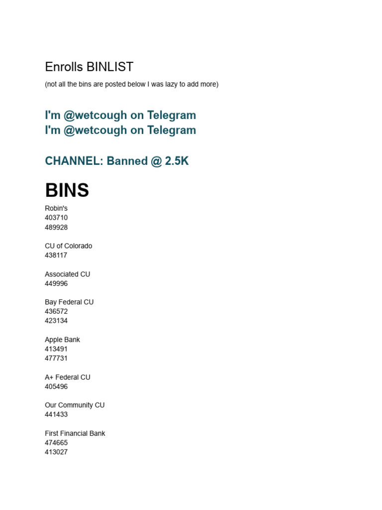 BIN Lists for Carding Enthusiasts | PDF