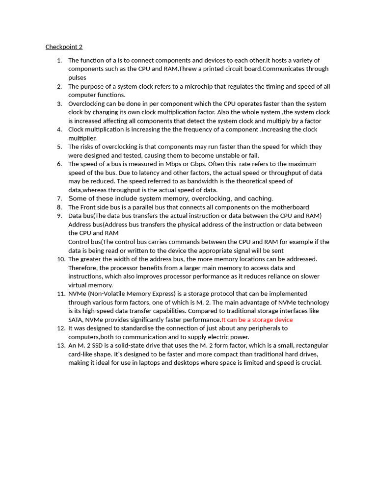 Checkpoint 2 | PDF | Central Processing Unit | Random Access Memory