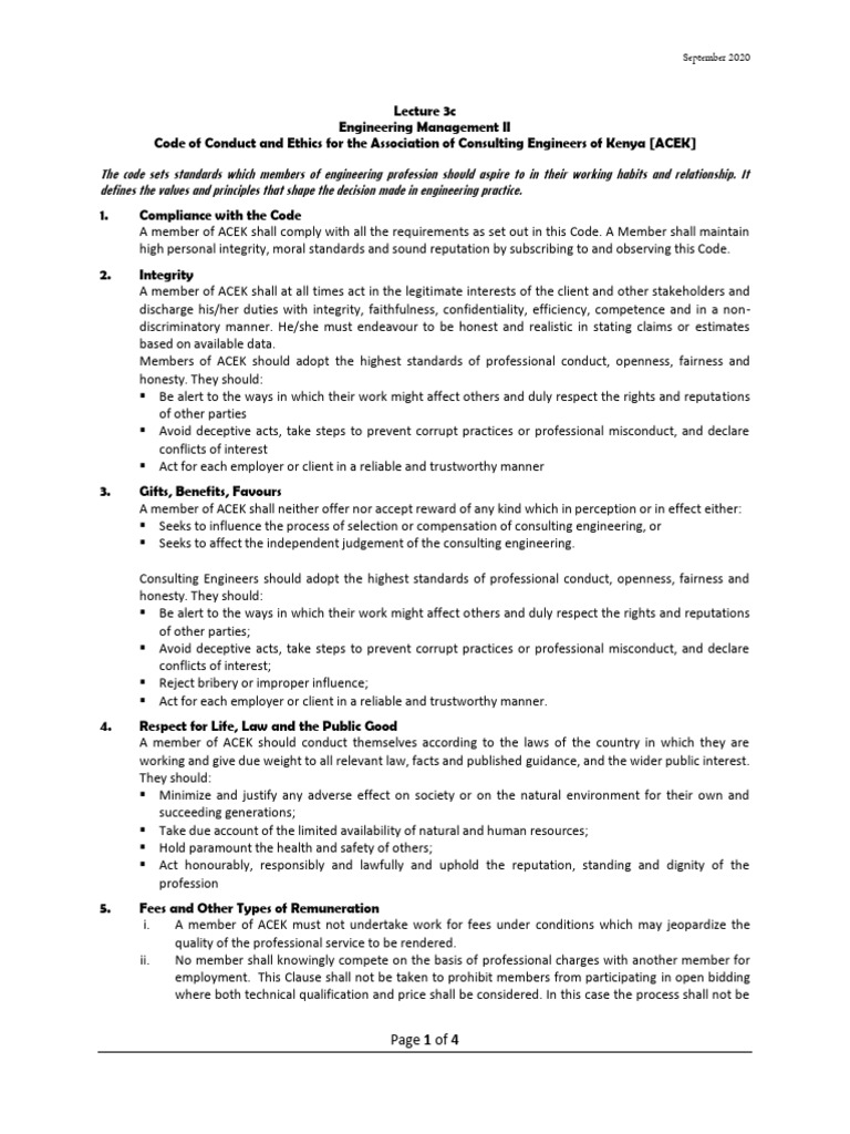 ACEK Code of Conduct and Ethics | PDF | Harassment | Reputation