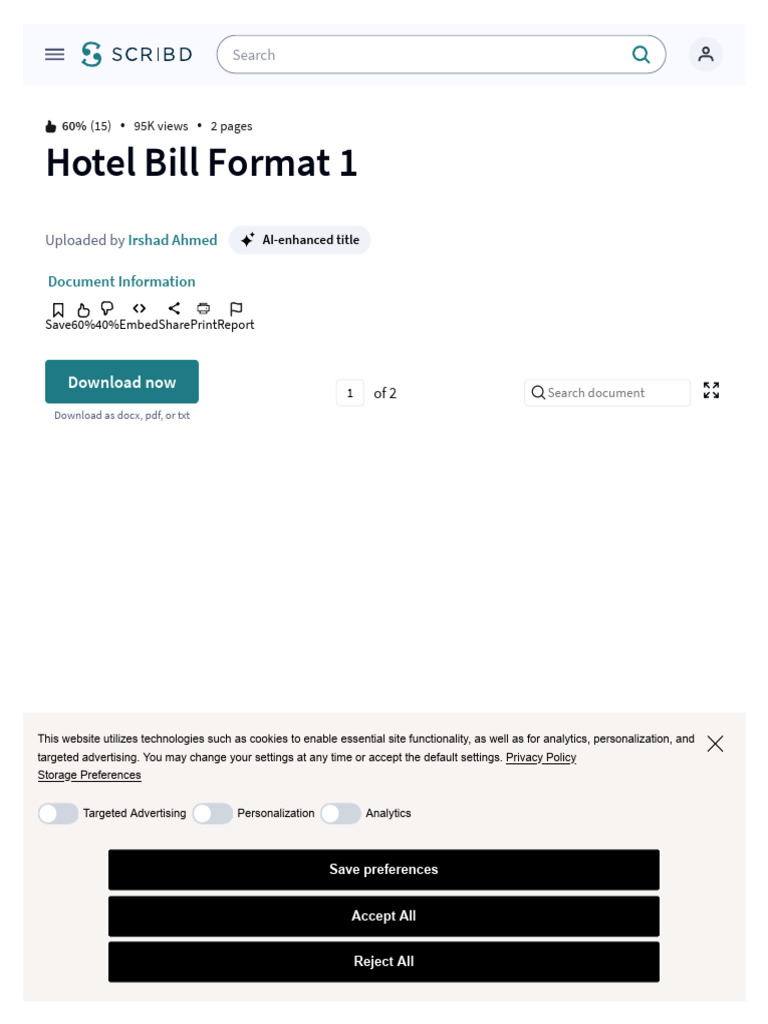 Hotel Bill Format 1 - PDF | PDF | Scribd | Computing