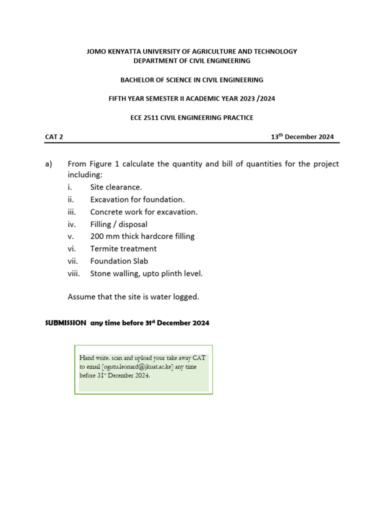 Cat 2 - Civil Eng. Practice - 13.12.2024 | PDF