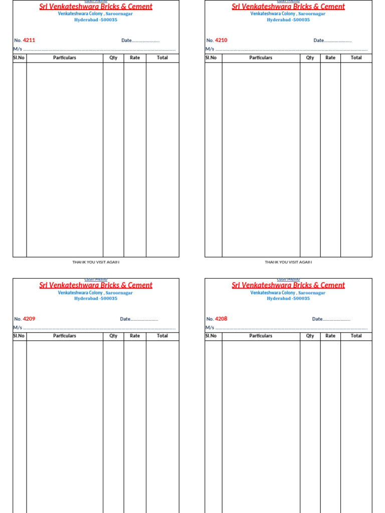 Cash Memo and Bill Samples | PDF