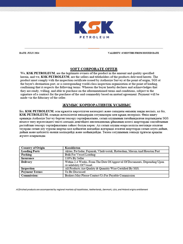 KSK Petroleum Ltd-Sco-Update | PDF | Receipt | Letter Of Credit