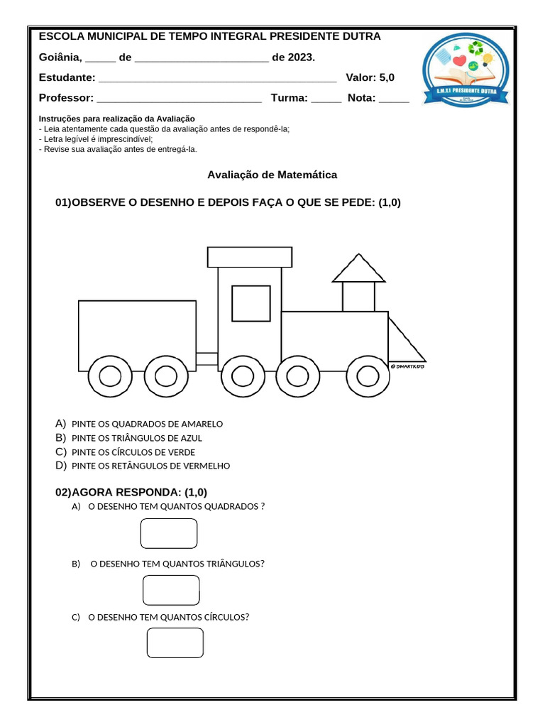 Avaliação de Matematica 1B | PDF