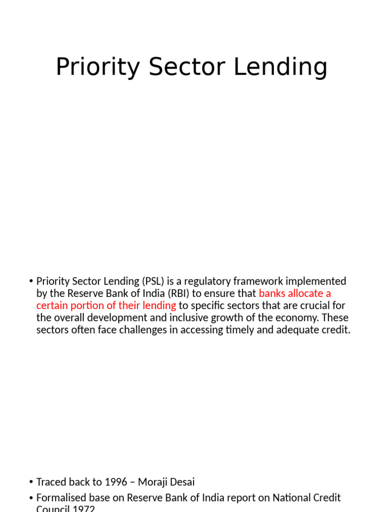 Priority Sector Lending | PDF | Banks | Reserve Bank Of India
