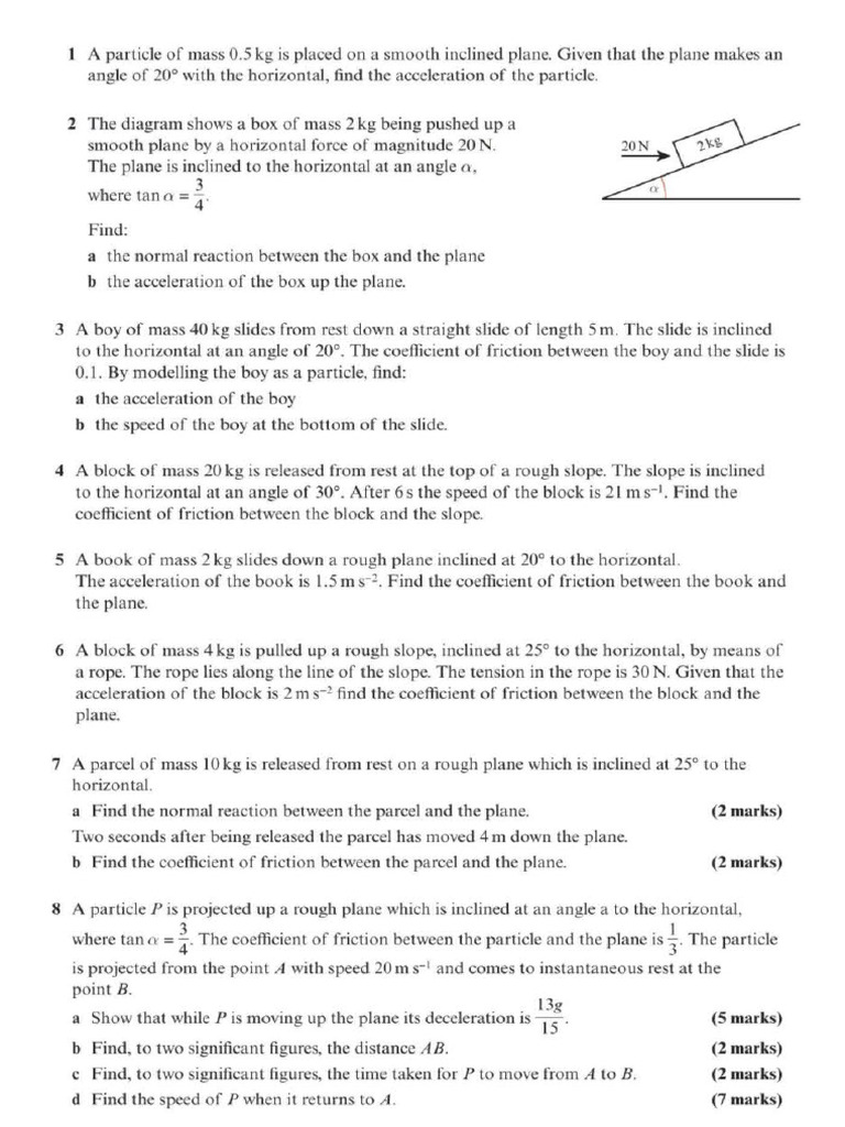 Dynamics and Inclined Planes: A-Level Applied Mathematics - MECHANICS | PDF