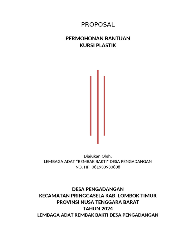 Proposal - Bantuan Kursi | PDF