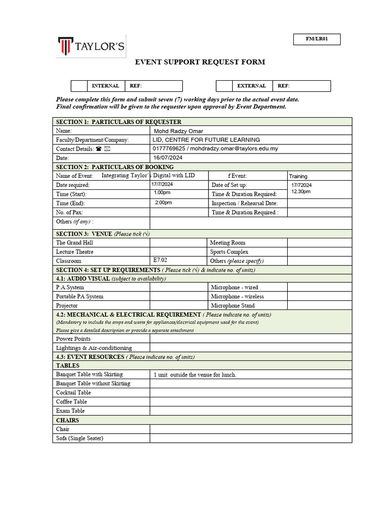 FM Request form 16:7:2024 | PDF