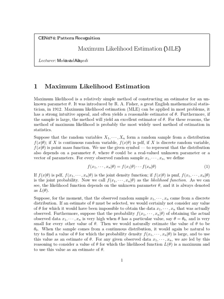 MLE Assingnment | PDF | Estimation Theory | Estimator