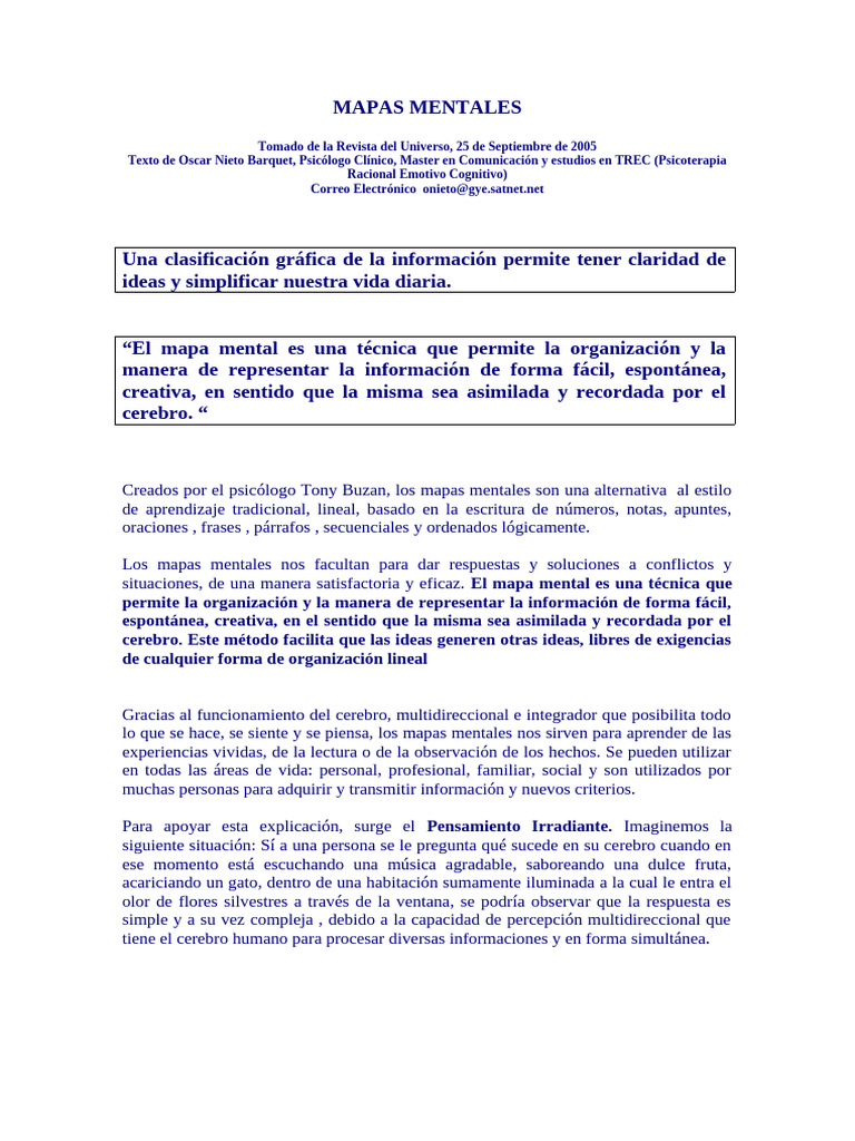 Mapas Conceptuales. | PDF | Aprendizaje | Mente