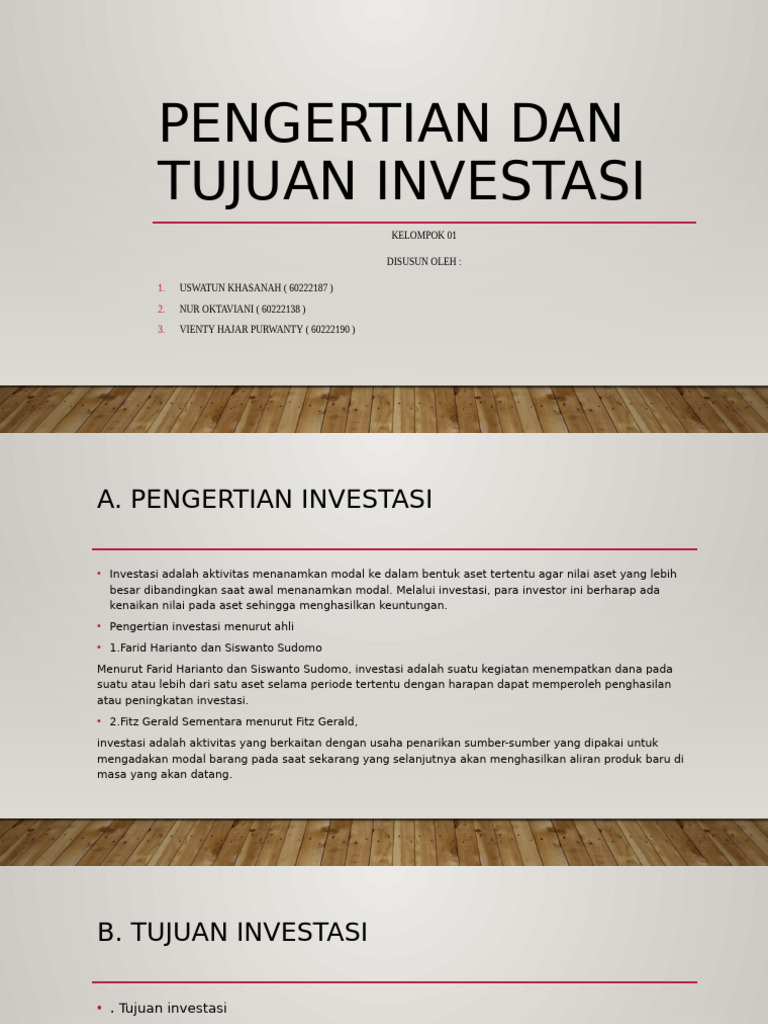 Panduan Lengkap Investasi: Pengertian, Tujuan, dan Metode Penilaian | PDF