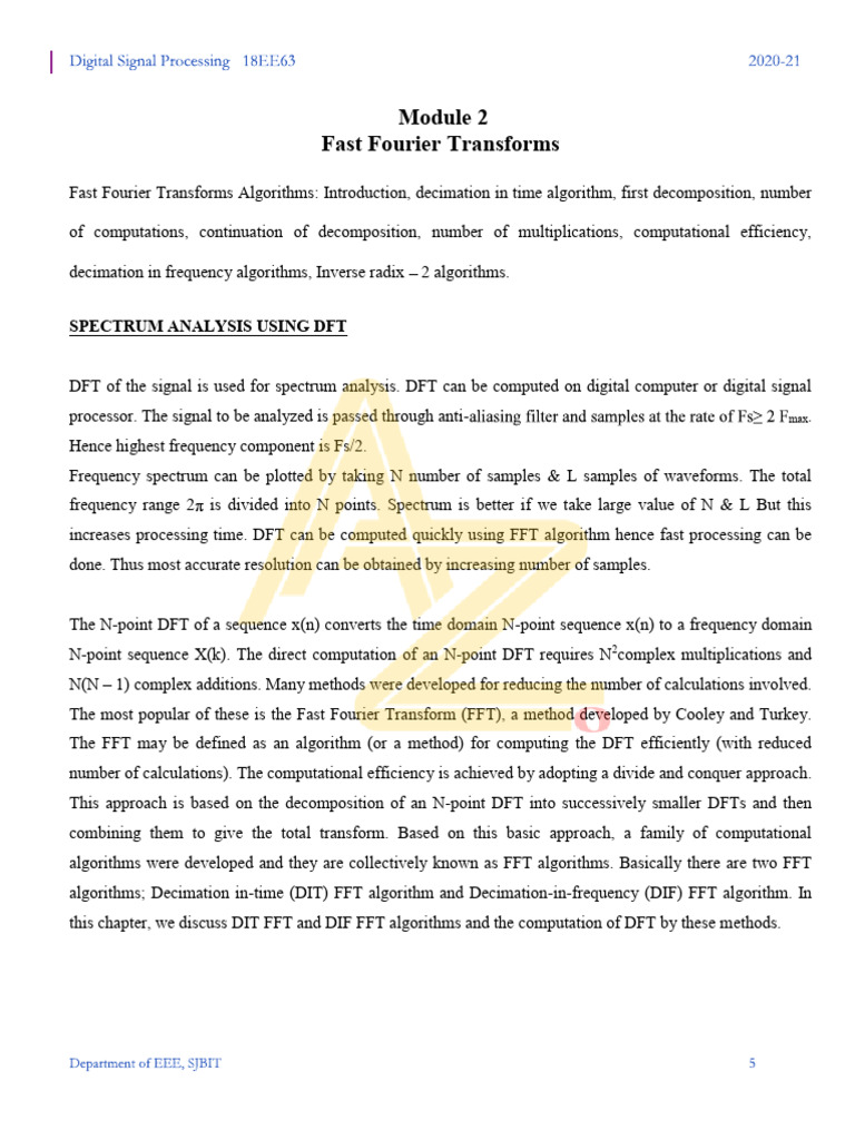 DSP Mod2@AzDOCUMENTS.in (1) | PDF | Fast Fourier Transform | Discrete Fourier Transform
