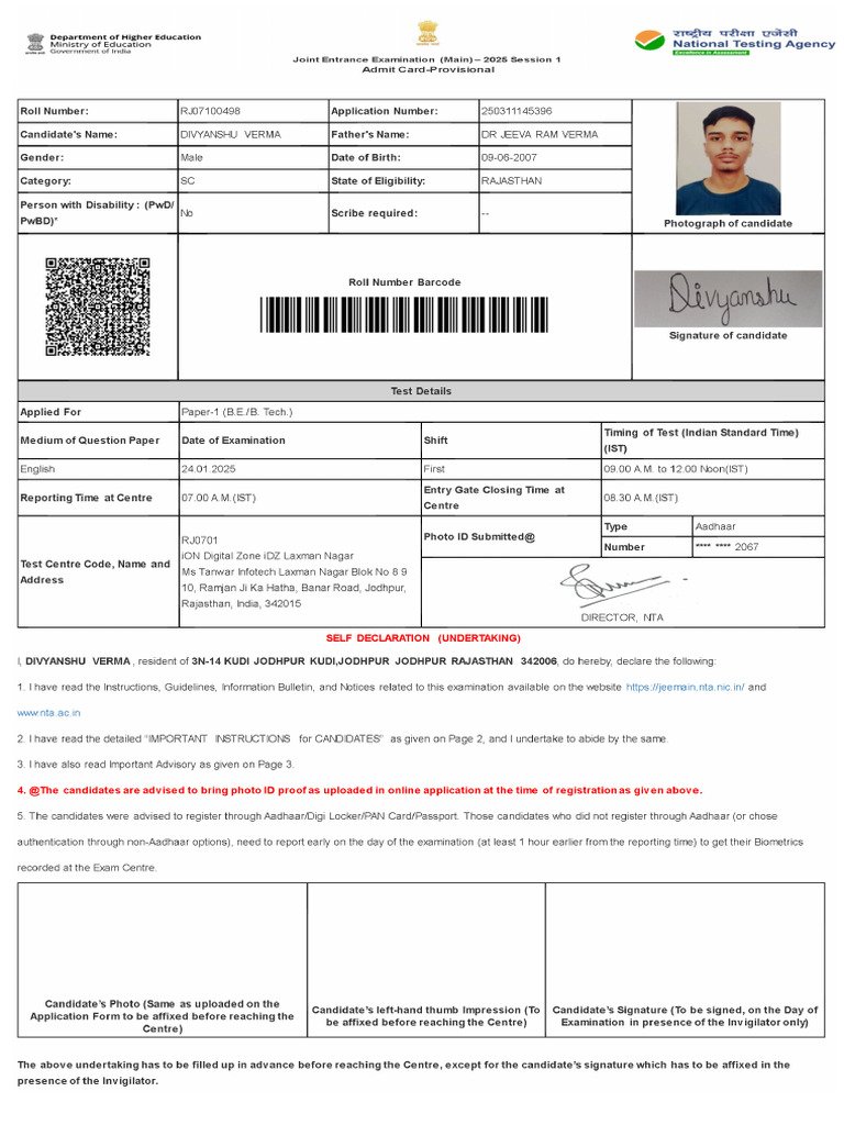 AdmitCard 250311145396 | PDF