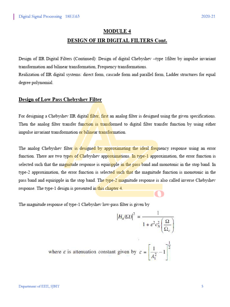 DSP Mod4@AzDOCUMENTS.in (1) | PDF | Filter (Signal Processing) | Computer Engineering