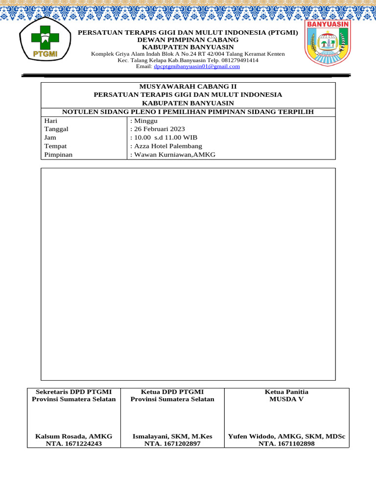 Notulen Sidang pleno 1 | PDF