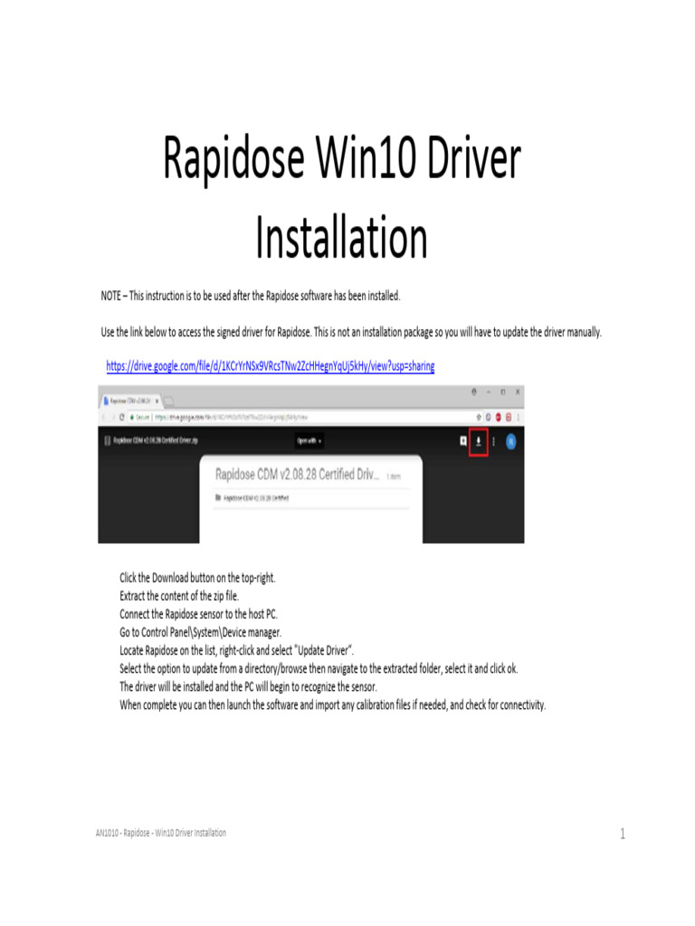 AN1010 RapidoseWin10DriverInstallation | PDF