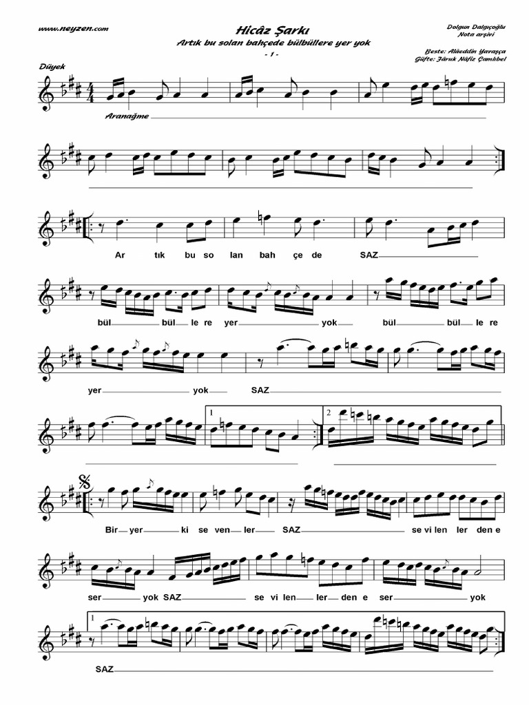 Hicaz Artik Bu Solan Ney | PDF